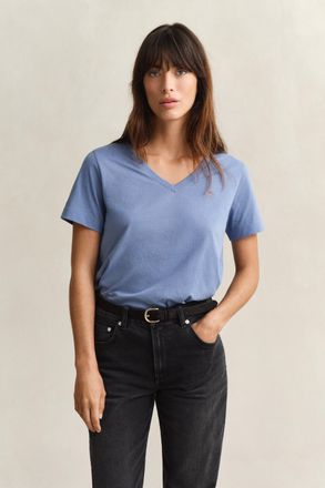 GANT Damen Shield V-Neck T-Shirt (XXXL) FADED DENIM