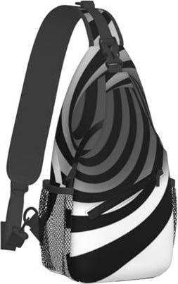 Generic Sacoche Tactique Noir et blanc R&eacute;glable Sac De Poitrine Casual Crossbody Bag pour Voyage Homme Camping