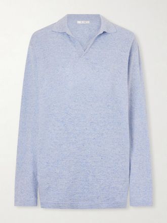 The Row Polo En Coton Et Lin M&eacute;lang&eacute;s Niosa - Bleu