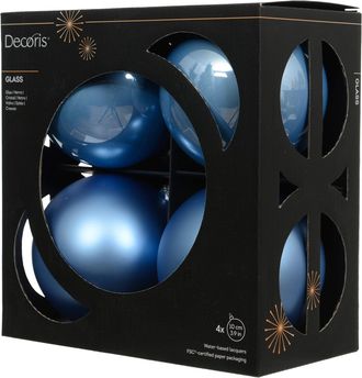 Kaemingk Weihnachtskugeln Glas 10cm 4 St&uuml;ck - matt & gl&auml;nzend - Gro&szlig;e Christbaumkugeln Weihnachtsbaumkugeln f&uuml;r Weihnachten - Christbaumschmuck & Weihnachtsbau