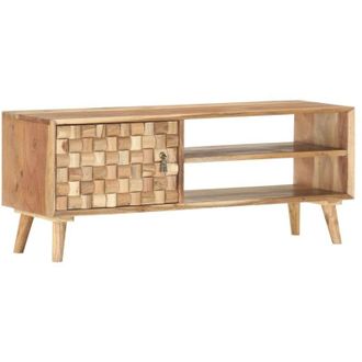 vidaXL Armoire &agrave; t&eacute;l&eacute;vision avec 2 compartiments et porte en bois finement sculpt&eacute;e