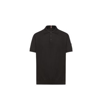 Moncler Moncler Polo En Maille De Coton &Agrave; Logo, Homme, Noir, Taille: Xxl