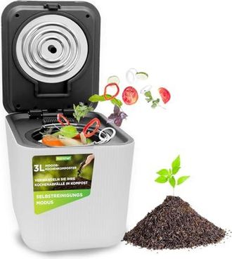Nutrichef Elektrischer K&uuml;chenkomposter 3L - Geruchsdichter Biom&uuml;lleimer f&uuml;r Lebensmittelreste & Bioabfall, Selbstreinigend, Nachhaltig & Zero-Waste, Ideal f&uuml;r H