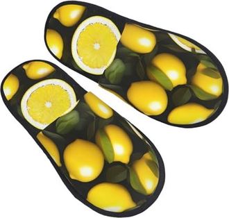 Generic Citron Jaune Unisexe Slippers Peluche Chaussons Antid&eacute;rapantes Pantoufles Pour Ext&eacute;rieur Maison Int&eacute;rieur L