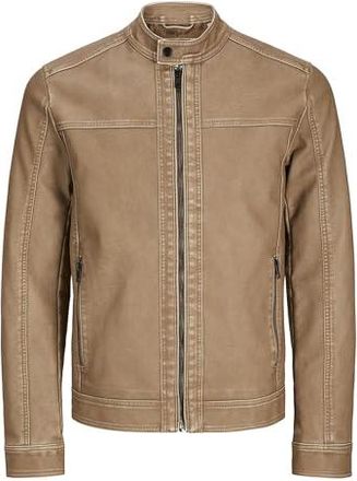 Jack & Jones Washed PU Jacket Jjewarner Noos Veste en polyuréthane délavé, Safari, XL Hommes