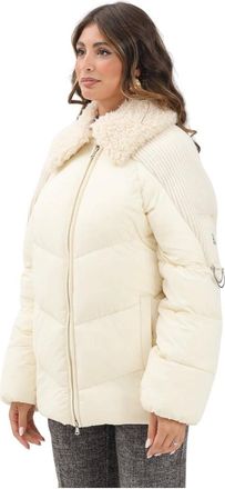 Patrizia Pepe Femme, Vestes, Blanc, Taille: 36 FR Fluffy Collar Down Jacket