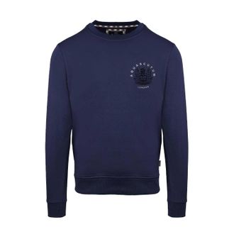 Aquascutum Sweatshirt f&uuml;r Herren/Damen Unisex, Gerippter Kragen, Regul&auml;r, Lang&auml;rmlig (Marine)