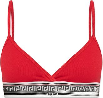 Versace Femme, Sous-v&ecirc;tements, Rouge, Taille: 46 FR Bralette en jersey de coton c&ocirc;tel&eacute;