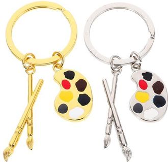 Garneck Lot de 2 Porte-Cl&eacute;s Cr&eacute;atifs en M&eacute;tal Forme Palette de Peinture Pendentifs Suspendus Dor&eacute; et Argent&eacute; Accessoire Peinture &Eacute;l&egrave;ve Artiste Pr&eacute;sent Origina