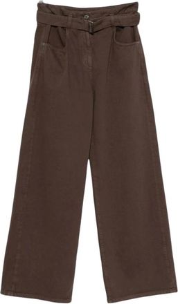 Brunello Cucinelli Femme, Pantalons, Brun, Taille: 36 FR Pantalon large