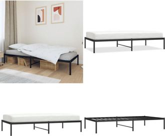 vidaXL Bettgestell Metall Schwarz 100x190 cm - Metallbett - Doppelbett - Boxspringbetten - Bettgestell - Schlafraum - Home & Living