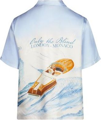 Only the Blind Chemise imprim&eacute;e Sea Wave &agrave; manches courtes en soie