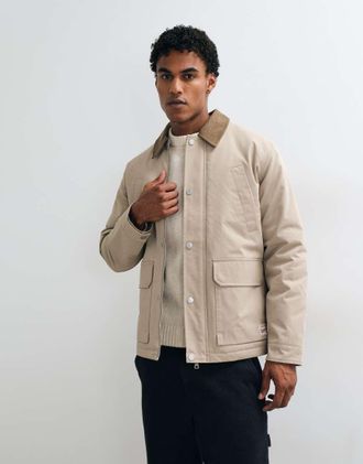 Jack & Jones Barnjacke mit doppelter Tasche und Cordkragen in Beige-Neutral