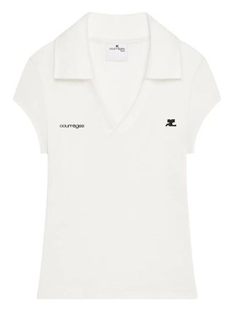 Courr&egrave;ges polo &agrave; logo - Blanc