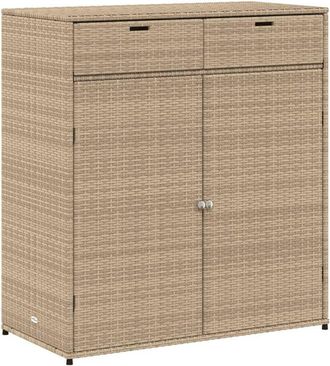 vidaXL Armoire de rangement jardin beige 105x55x113 cm r&eacute;sine tress&eacute;e Vidaxl