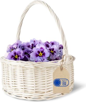 Creative Home Osterkorb Oval Weidenkorb mit Henkel Cremewei&szlig; | 30x30x32 cm (+/- 2 cm) | Garten Gartenkorb Geschenkkorb Universell, Obstkorb, B&uuml;gelkorb