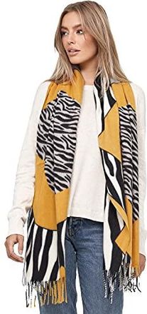 Glamexx24 Écharpe XXL pour femmes, modèle Leo chaud, écharpe poncho à franges multicolores, écharpe en couverture surdimensionnée
