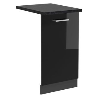 Vicco Fa&ccedil;ade de lave-vaisselle R-Line, Noir Haute brillance, 45cm, pt Anthracite Vicco