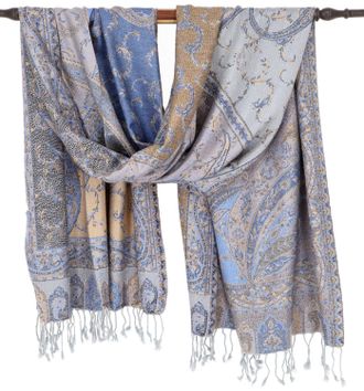 Guru Shop Indischer Schal, Stola mit Paisley Muster, Schultertuch - Motiv 11, Herren/Damen, Synthetisch