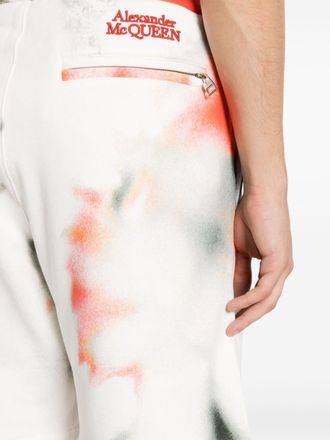 Alexander McQueen Tie-Dye Cotton Bermuda Shorts - white