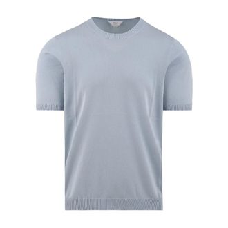 Malo Kurz&auml;rmliger Rundhals-Pullover mit geschorenem Finish - - Knitwear - Herren - Blau - 2XL