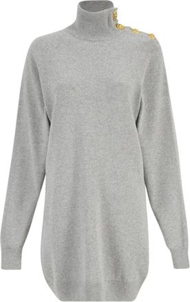 Balmain Femme, Robes, Gris, Taille: 36 FR Robe Pull en &Eacute;co-Cachemire