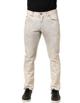 Dolce & Gabbana Beige Tie Dye Cotton Straight Men Denim Jeans Elastane Clothing