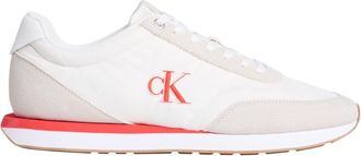 Calvin Klein Herren Retro Runner ESS Mix Mat Ym0Ym01361 Low Top, BEIGE (Marshmallow/White/Orange), 44.5 EU