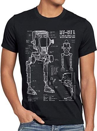 style3 at-St T-Shirt Homme Dessin Bleu, Taille:XXL, Couleur:Noir