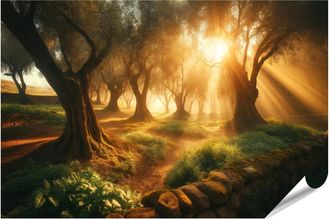 Islandburner Prime XXL Bild Poster Sonnenstrahlen im Wald am Morgen Premium Bilder Fotodruck