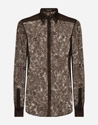 Dolce & Gabbana Hemd Martini Aus Chantilly-spitze - Mann Hemden Braun Spitze 37