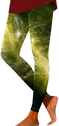 Generic Legging de sport 2026 pour femme - Tendance - D&eacute;contract&eacute; - Th&egrave;me univers &eacute;toil&eacute; - Imprim&eacute; - Pantalon long, Rouge, L