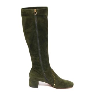 A.Bocca Wildlederstiefel mit seitlichem Rei&szlig;verschluss und Nieten - - Shoes - Damen - Gr&uuml;n - 38 1/2 EU