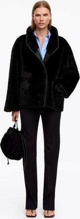 Arket Teddyjacke Mit Stehkragen -Schwarz