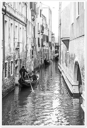 Posterlounge Gondel in Venedig Poster 40 x 60 cm Schwarz-Wei&szlig; Wandbilder Wanddeko