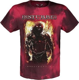 Disturbed Indestructible Homme T-Shirt Manches Courtes Rouge XL 100% Coton Regular/Coupe Standard