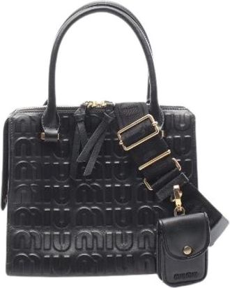 Miu Miu Sac 2-en-1 en cuir avec logo gaufr&eacute; Pre-owned - Femme - Pre-owned - Noir - Taille: ONE Size