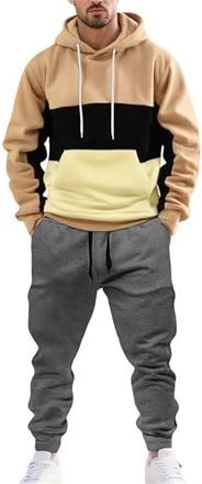 Generic Ensemble Jogging Homme Sweat &Agrave; Capuche Et Pantalon Tracksuit Automne Hiver Surv&ecirc;tement Homme Ensemble 2 Pi&egrave;ces V&ecirc;tement De Sport Automne Hiver D&eacute;contr