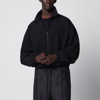 Fear of God Schwarze Ripstop-Wolljacke mit halbem Rei&szlig;verschluss