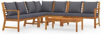 vidaXL 6-tlg. Garten-Lounge-Set mit Auflagen Massivholz Akazie vidaXL