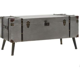 vidaXL Table basse de style r&eacute;tro avec conception de valise de rev&ecirc;tement gris