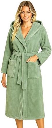Morgenstern Peignoir de Bain Femme avec Capuche 100% Coton Éponge OEKO-TEX Robe de Chambre Leonie Vert Roseau S