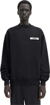 Jacquemus Homme, Sweatshirts et sweats &agrave; capuche, Noir, Taille: 2XL Sweat &agrave; gros-grain logo