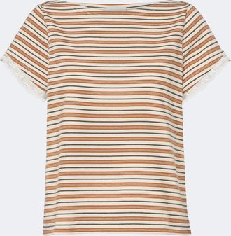 Poss&eacute; T-Shirt Maeve aus Baumwolle mit Spitze