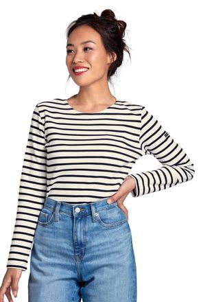 Armor Lux Damen T-Shirt, Mehrfarbig (Nature/Rich Navy Bi7), XXX-Large (Herstellergröße: 6)