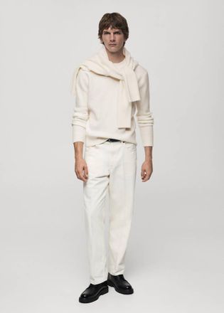 Mango Strickpullover mit Cuadrill&eacute;-Struktur cremewei&szlig; - Herren - S - MANGO MAN