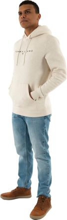 Tommy Jeans Herren Hoodie Linear Logo mit Kapuze, Grau (Oat Marl Htr), XS