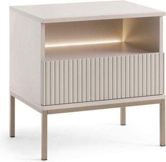 Selsey Tosena - Nachttisch mit Schublade und LED-Beleuchtung, Greige, 54 cm - Selsey