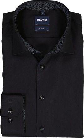 Olymp Herren Hemd schwarz Baumwoll-Stretch
