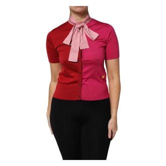 Dolce & Gabbana Rosa Seidenblusentop Mit Kn&ouml;pfen - - Knitwear - Damen - Rosa - M